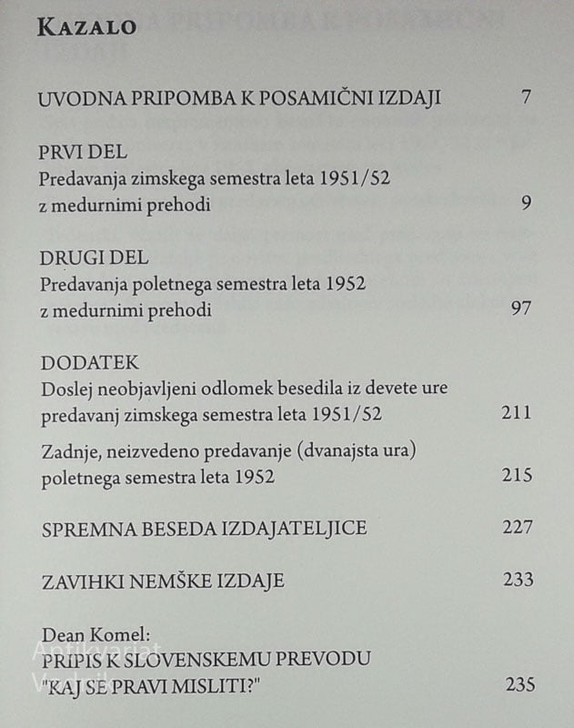 KAJ SE PRAVI MISLITI?, Martin Heidegger – Antikvariat Vodnik