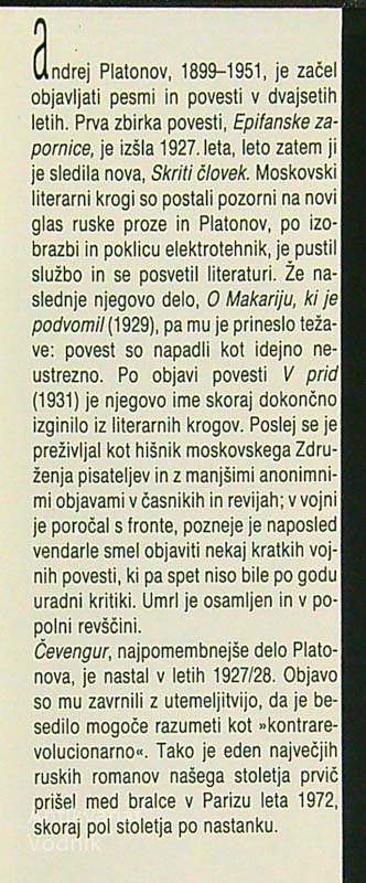 ČEVENGUR, Andrej Platonov – Antikvariat Vodnik